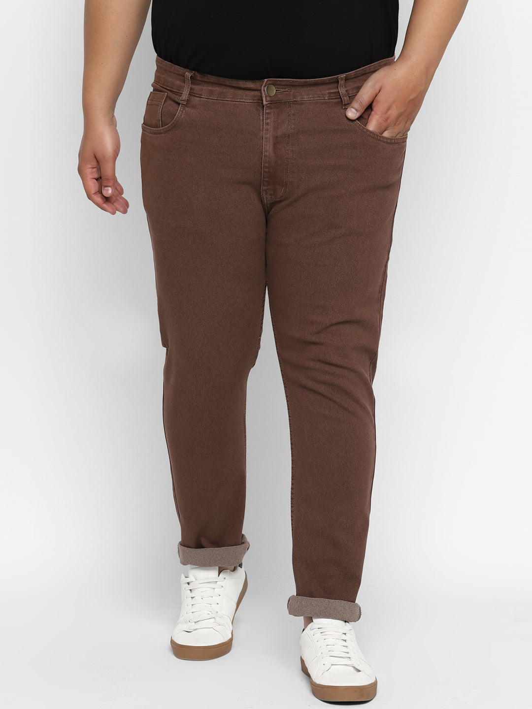 Urbano Plus Men's Brown Regular Fit Denim Jeans Stretchable – Urbano ...
