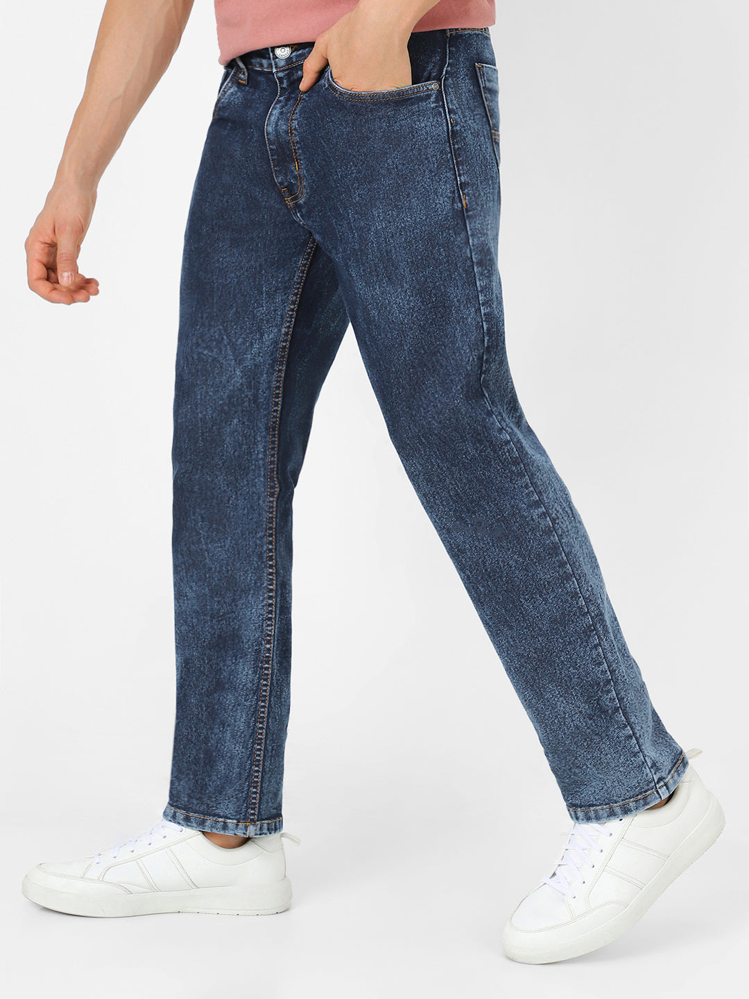 Shop Men's Dark Blue Regular Fit Washed Jeans Stretch – Urbano Fashion