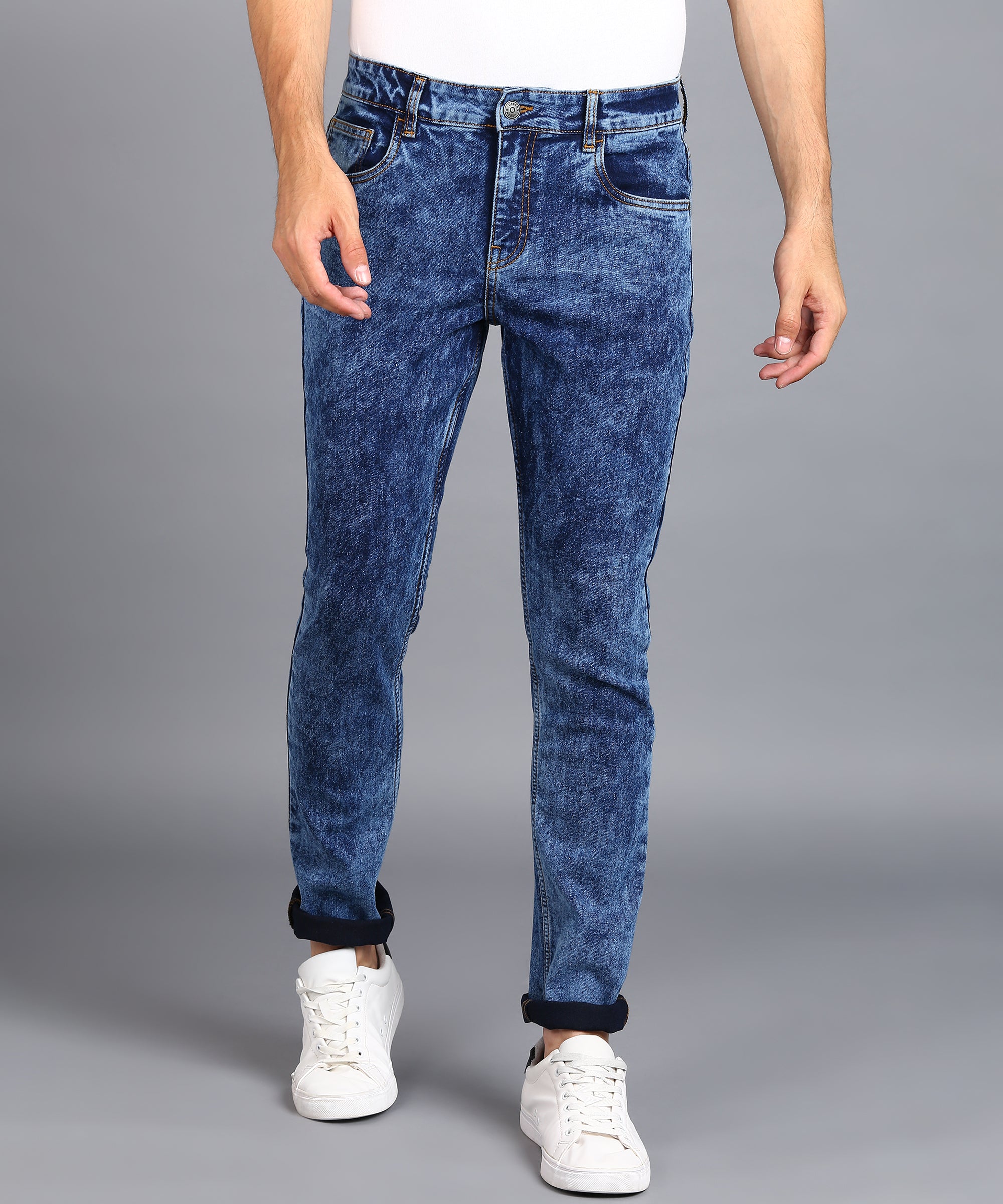 Shop Men's Dark Blue Regular Fit Washed Jeans Stretch – Urbano Fashion