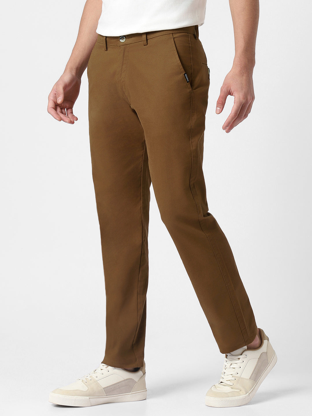 Men's Brown Cotton Slim Fit Casual Chinos Trousers Stretch – Urbano Fashion