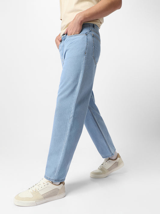 Men's Ice Blue Loose Fit Washed Jeans Non-Stretchable – Urbano Fashion