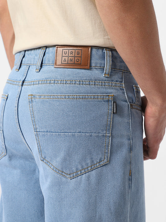 Men's Ice Blue Loose Fit Washed Jeans Non-Stretchable – Urbano Fashion