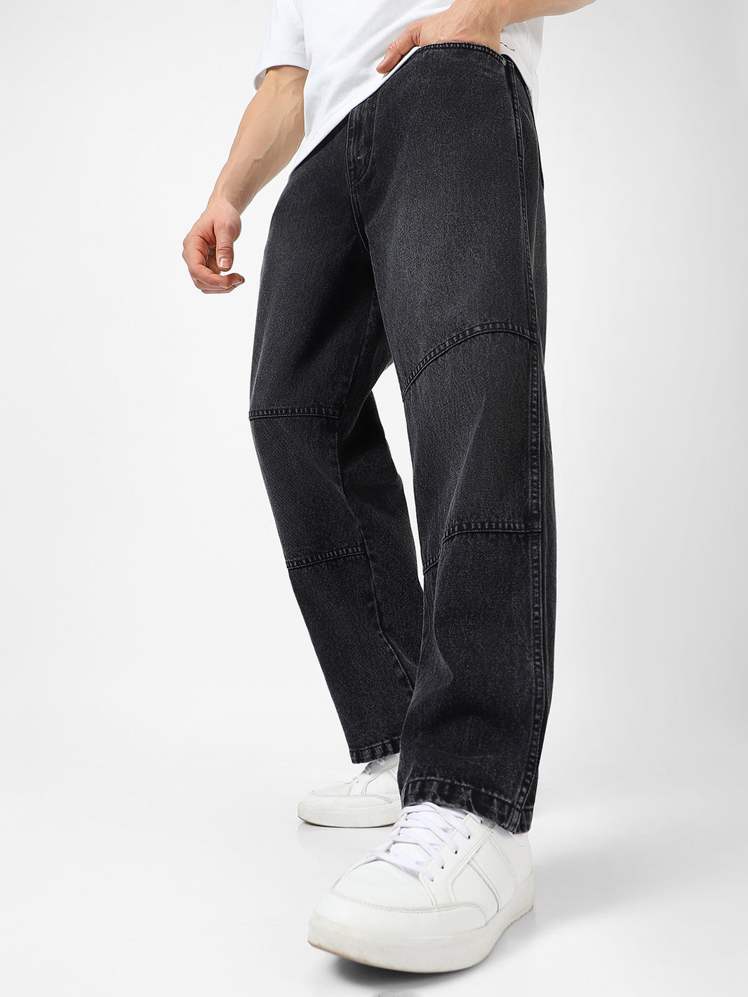 Shop Men's Black Loose Baggy Fit Panelled Jeans – Urbano Fashion
