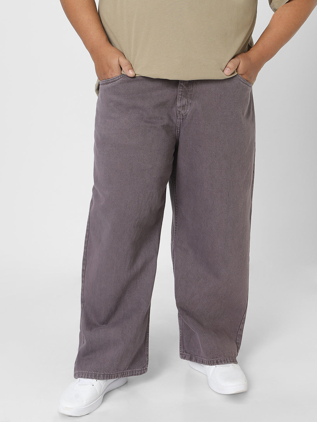 Urbano Plus Men's Purple Loose Fit Washed Jeans Non-Stretchable ...